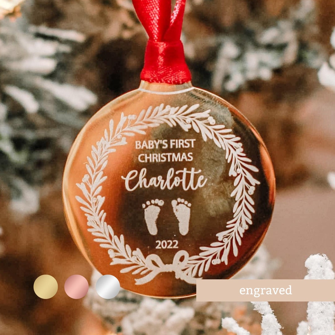 Baby's First Christmas Tree Ornament 2023, Footprint Keepsake, Newborn ...