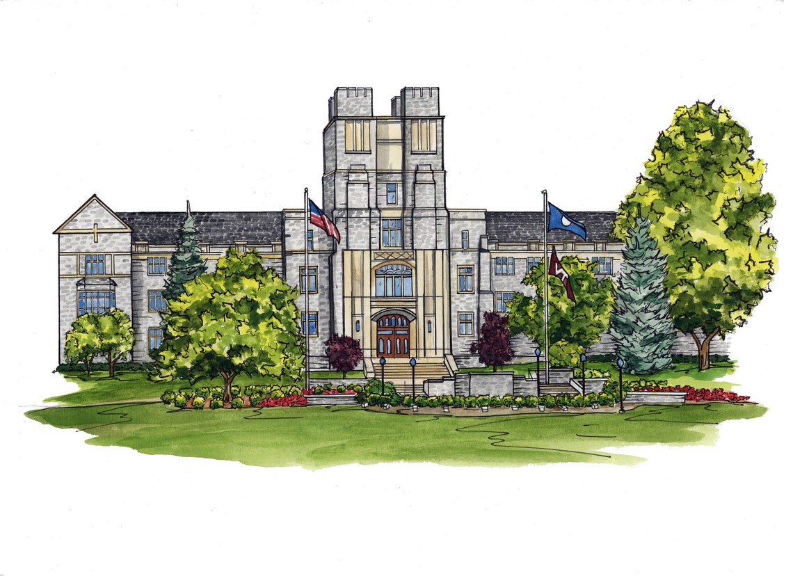 Virginia Tech Watercolor Print - Etsy