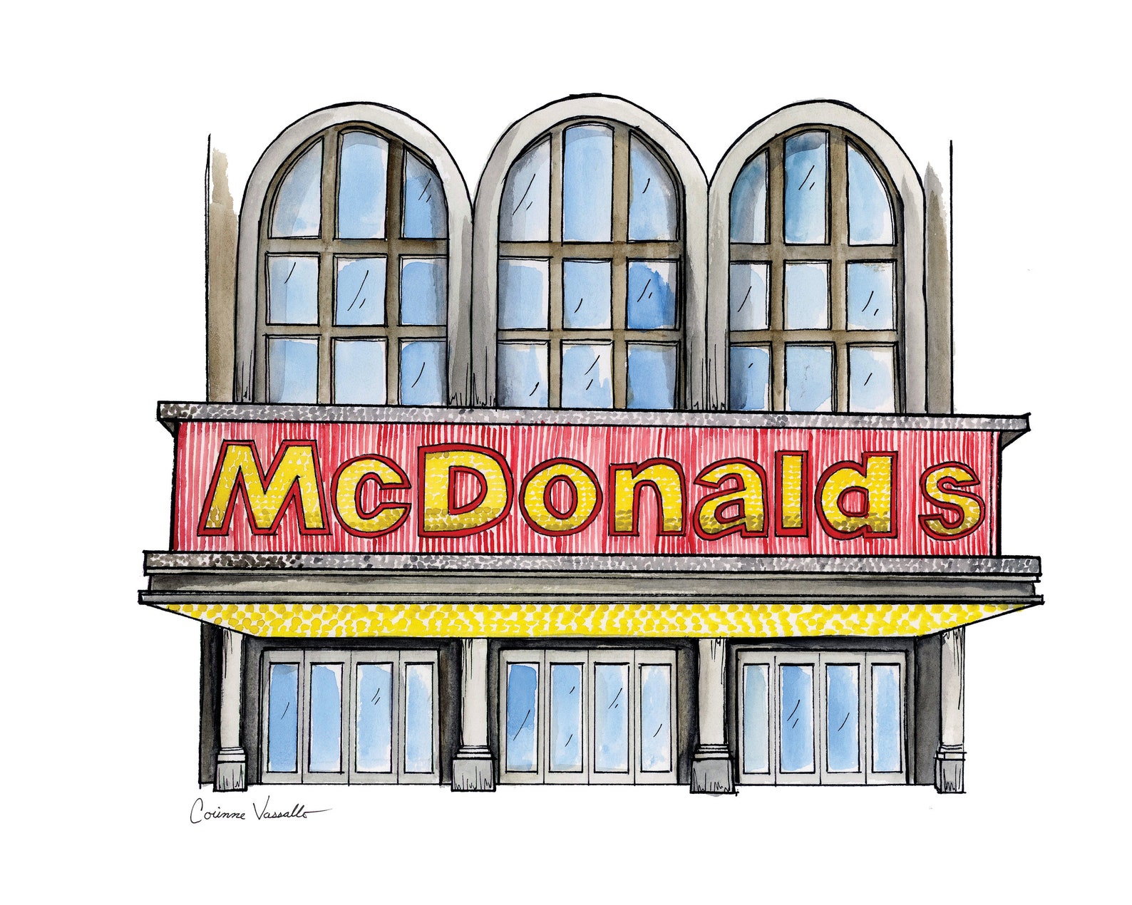 Mcdonald's NYC Storefronts Watercolor Print | Etsy