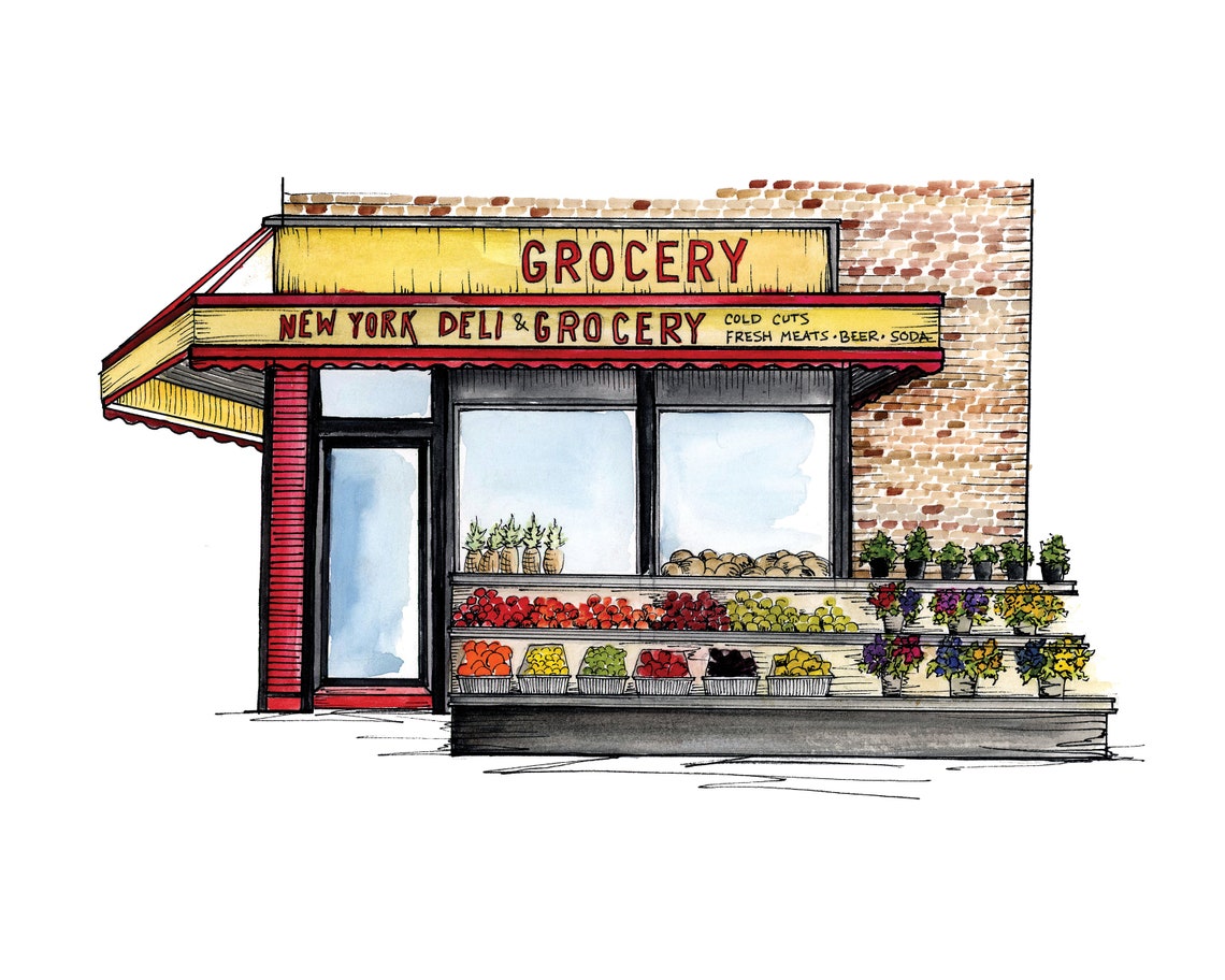 NYC Corner Bodega NYC Storefronts Watercolor Print - Etsy
