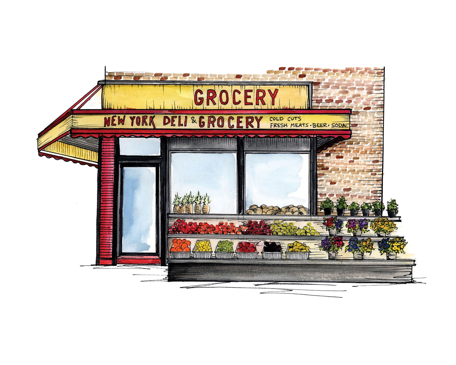 NYC Corner Bodega NYC Storefronts Watercolor Print - Etsy