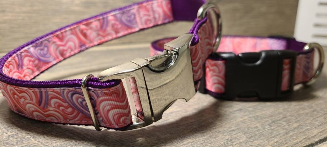 Valentines Day Pink & Purple Heart Dog Collar - Etsy