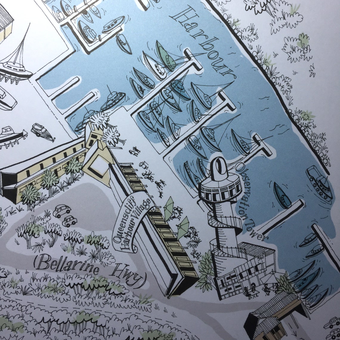 Queenscliff Illustrated Map 1000m X 700mm Printed on - Etsy Australia