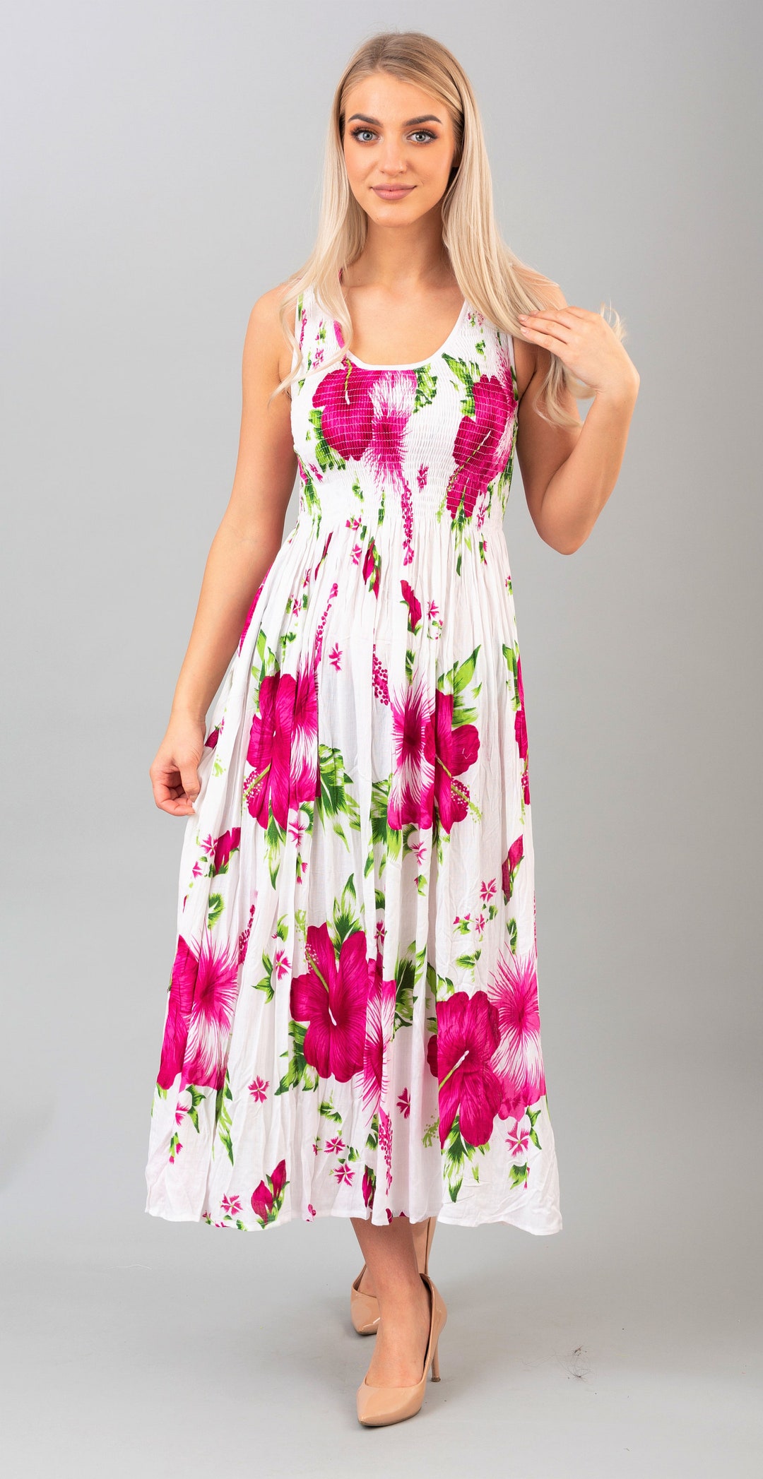 Summer Maxi Dress Made of Pure Rayon Cotton Elasticated to Fit Size 10 ...