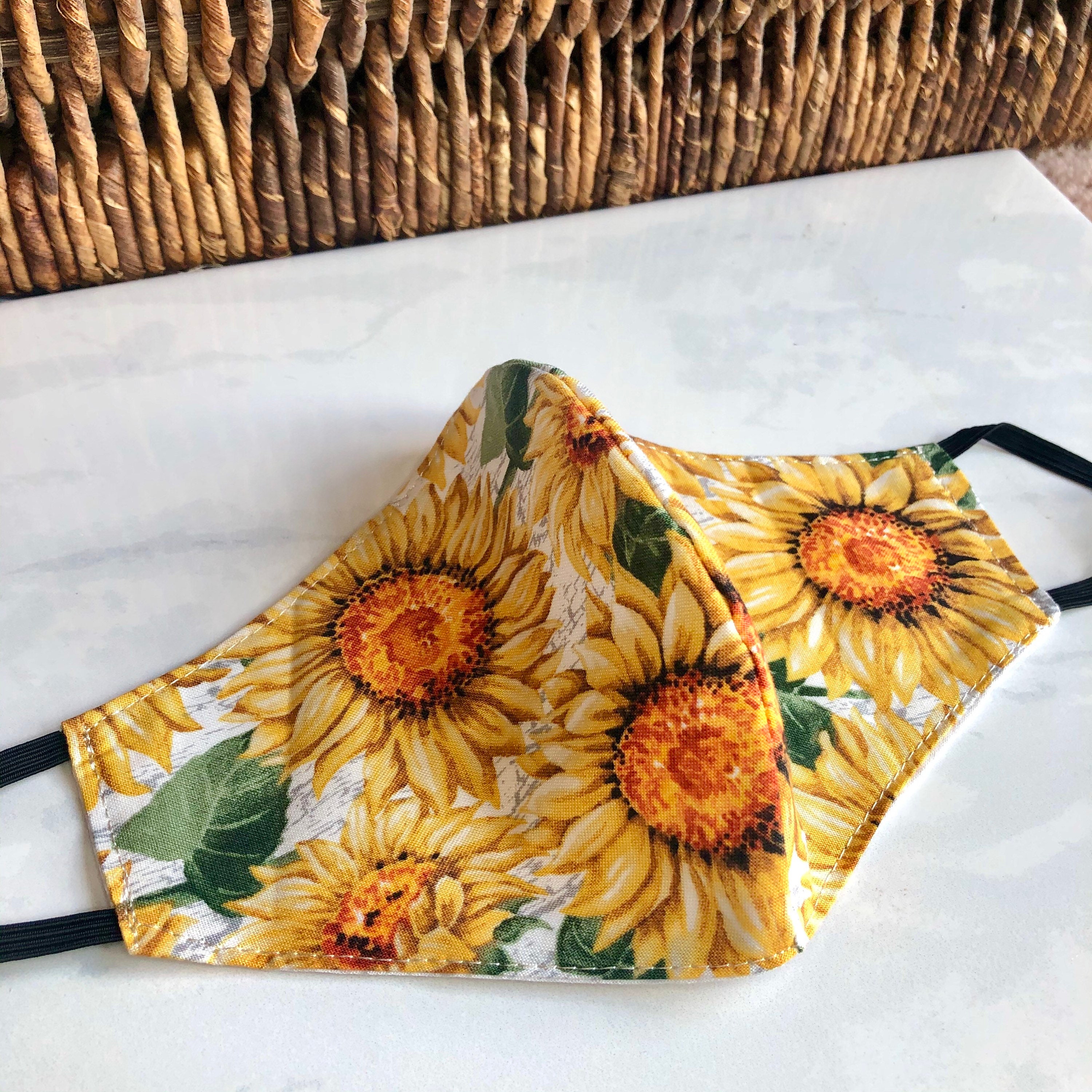 Sunflowers Face Mask With Nose Wire Floral Face Mask | Etsy