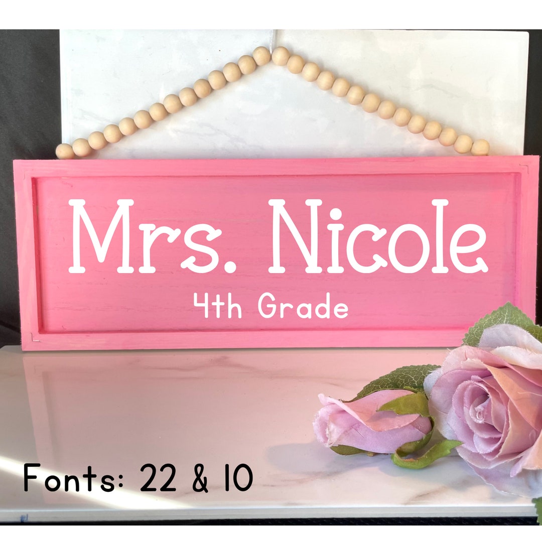 Teacher Door Sign, Wooden Name Sign, Teacher Door Hanger, Teacher Name ...