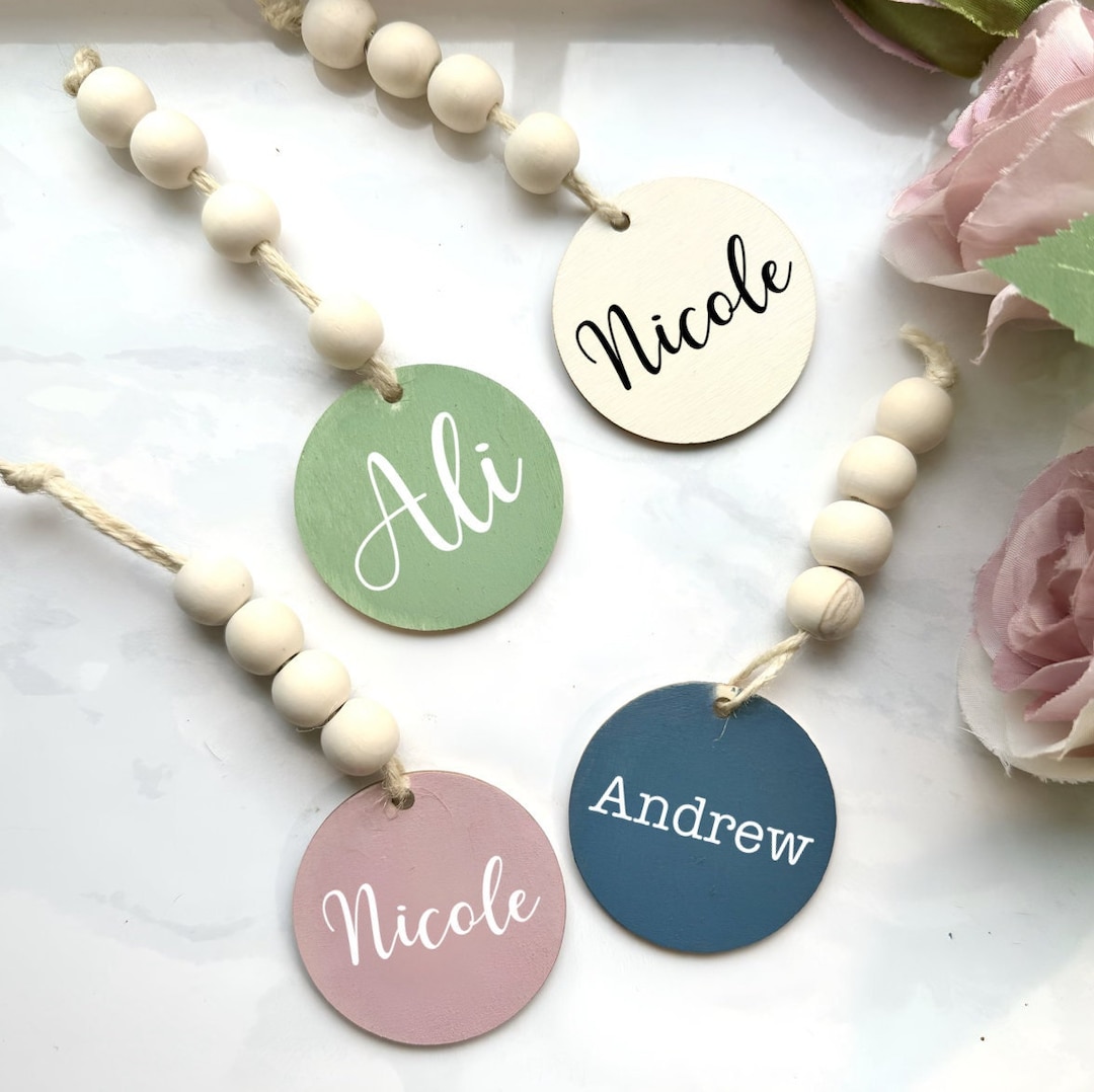 Personalized Wooden Gift Tags, Custom Wood Name Tags, Stocking Name ...