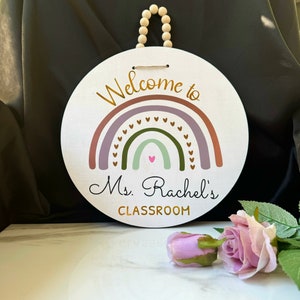 Boho Teacher Door Sign, Custom Door Sign, Teacher Gift, Rainbow ...