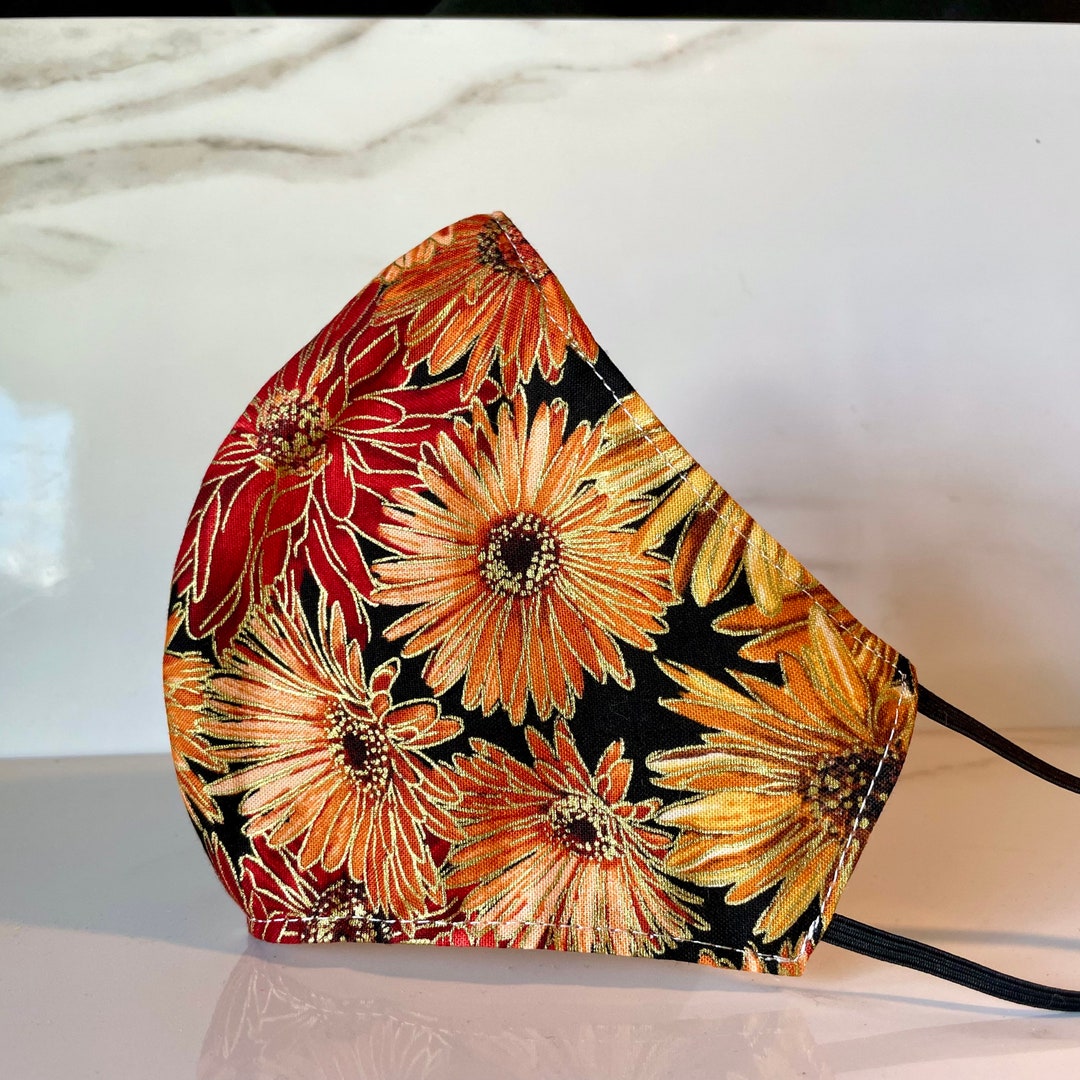 Sunflowers on Black Face Mask Masks for Fall Face Mask With Nose Wire ...