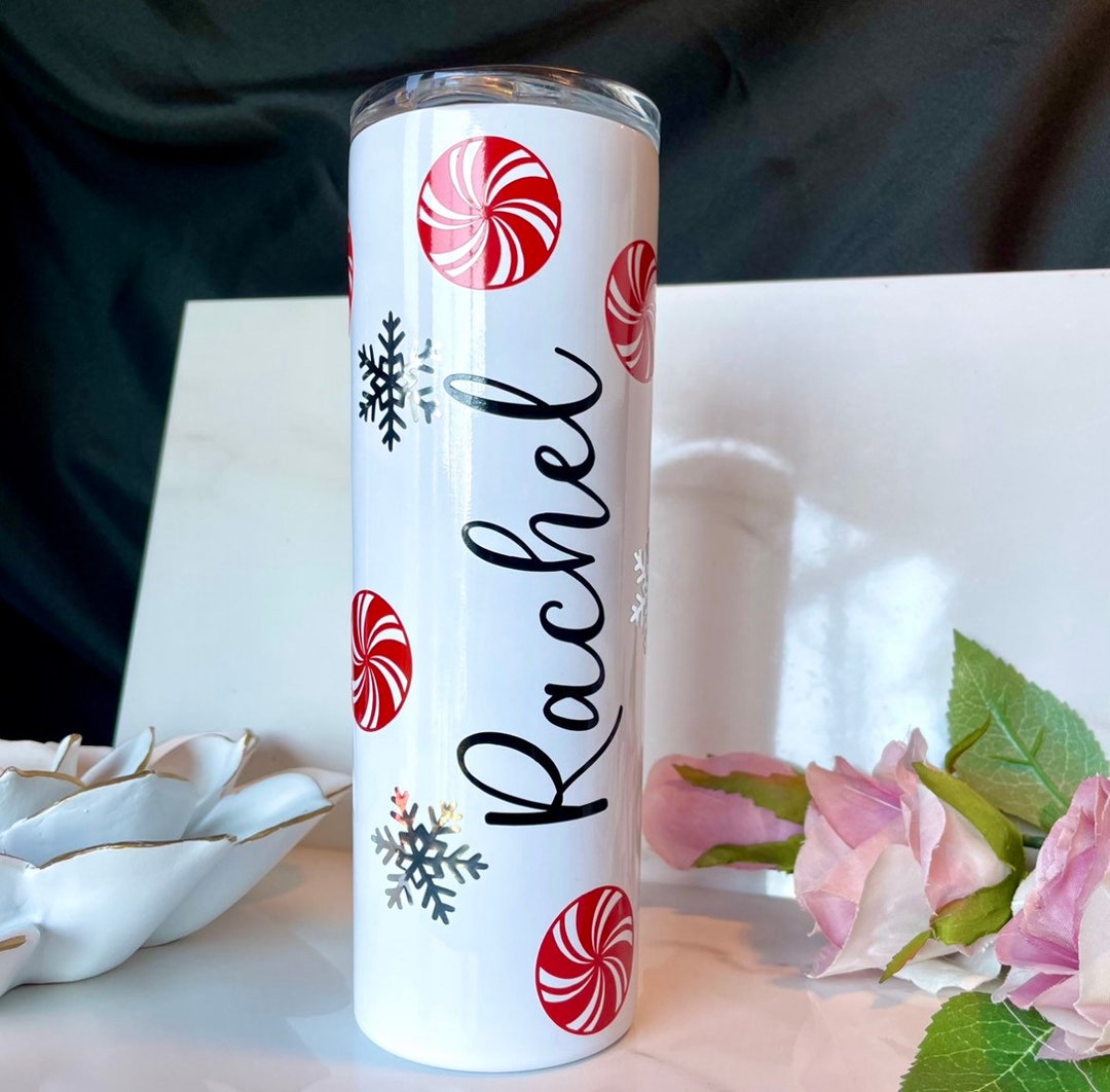 Personalized Holiday Tumbler, Custom Coffee Tumbler, Winter Bridesmaid ...