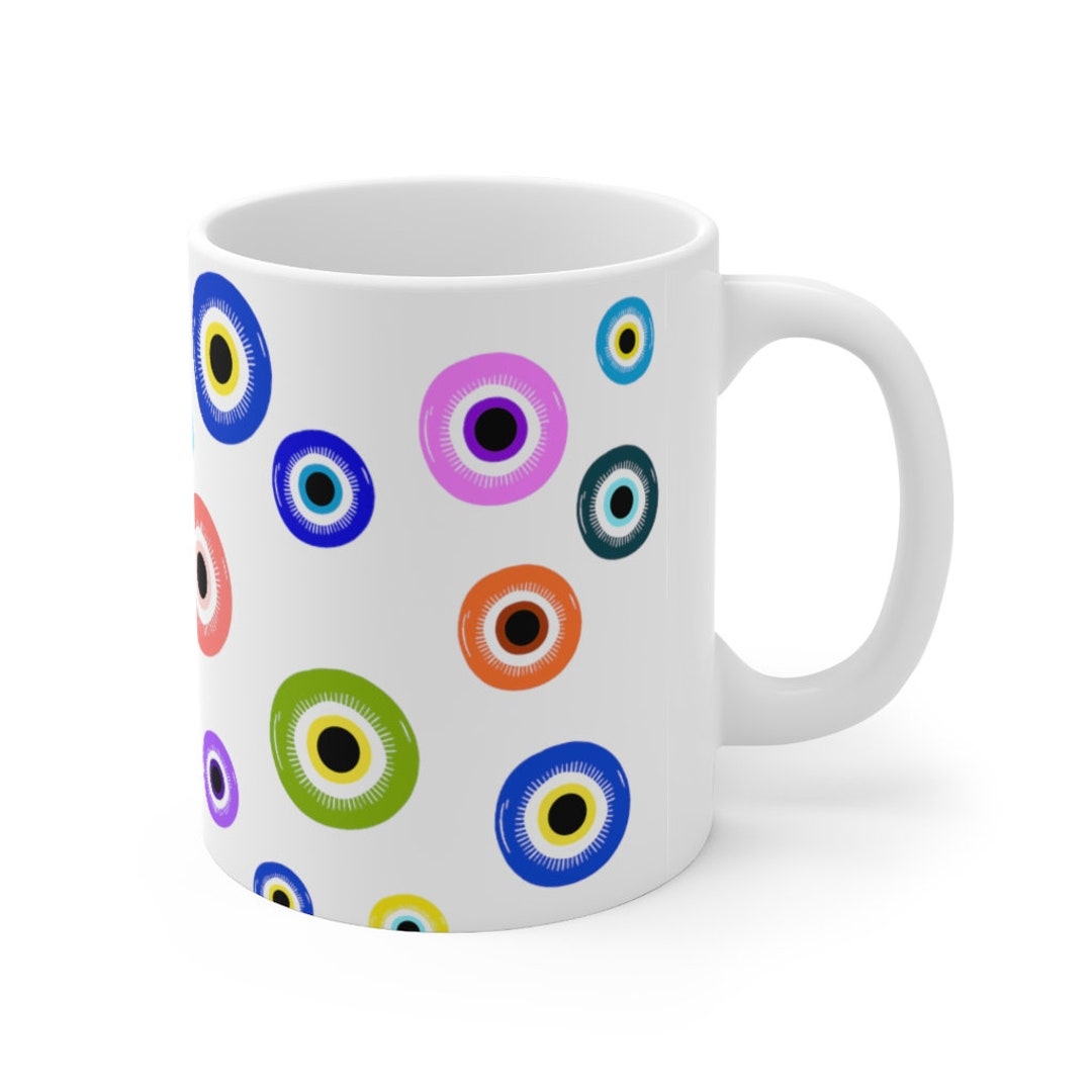 Evil Eye Mug, Evil Eye Coffee Mug, Colorful Evil Eye, Mal De Ojo Mug ...