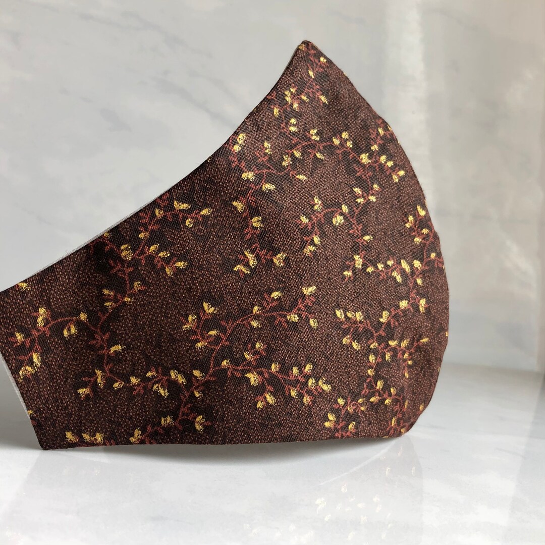 Brown Gold Vines Face Mask Masks for Fall Double Layer - Etsy