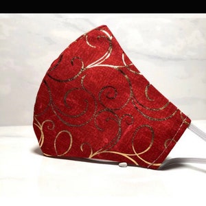 Red Face Mask With Nose Wire. Masks for Spring, Red and Gold Mask ...
