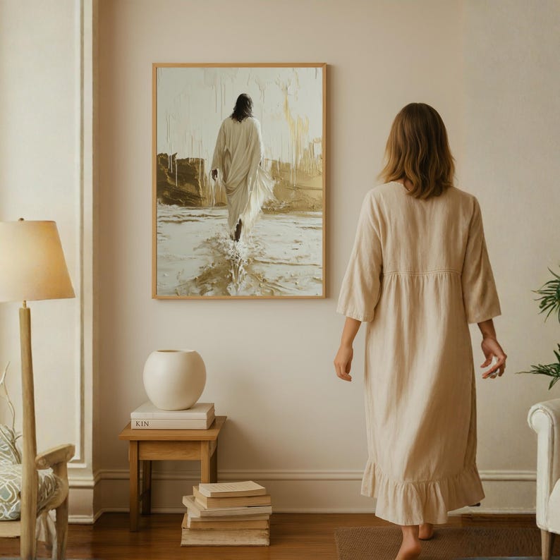 Jesus Walking on Water Catholic Digital Art, Christian Printable Wall ...