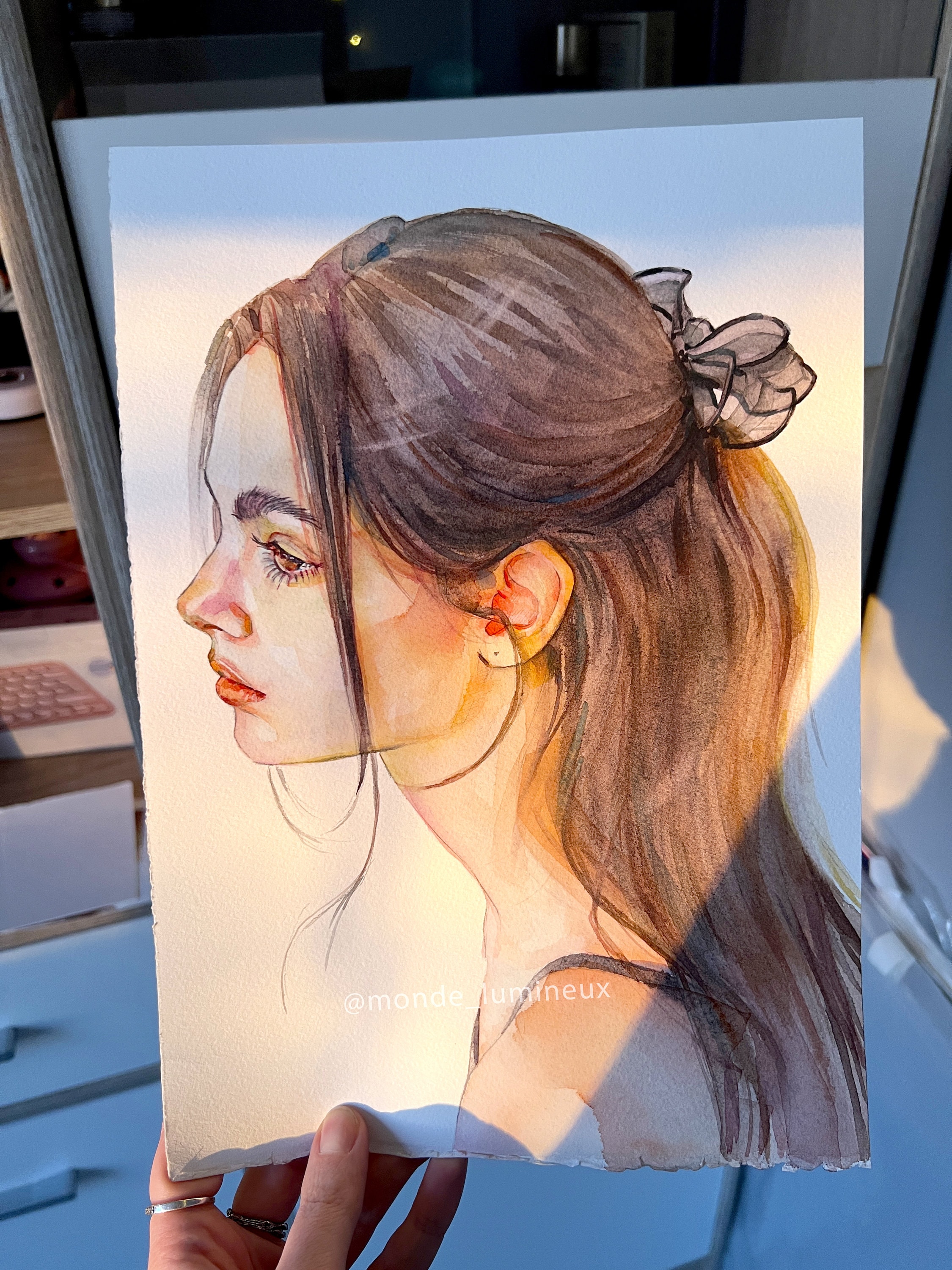 Watercolor Girl Portrait, Original Hand-painted Art, Home Decor ...