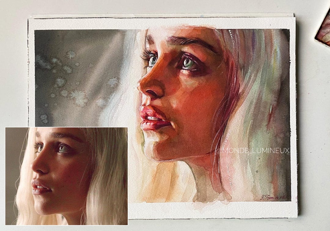 Custom Watercolor Portrait From Photo, Hand-painted Wall Art Gift - Etsy