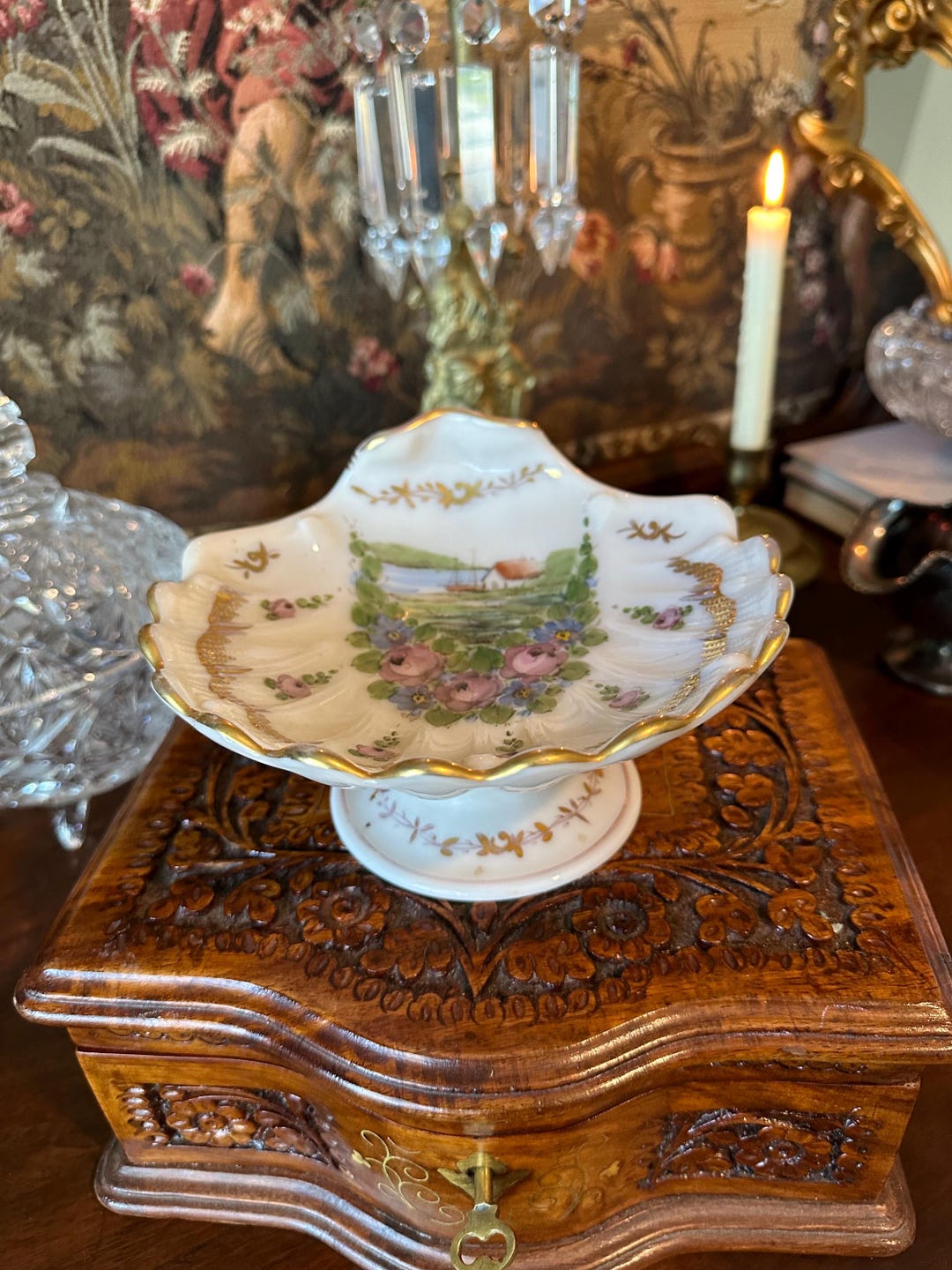 Cambridge Glass Shell Pink Pedestal Dish - Etsy