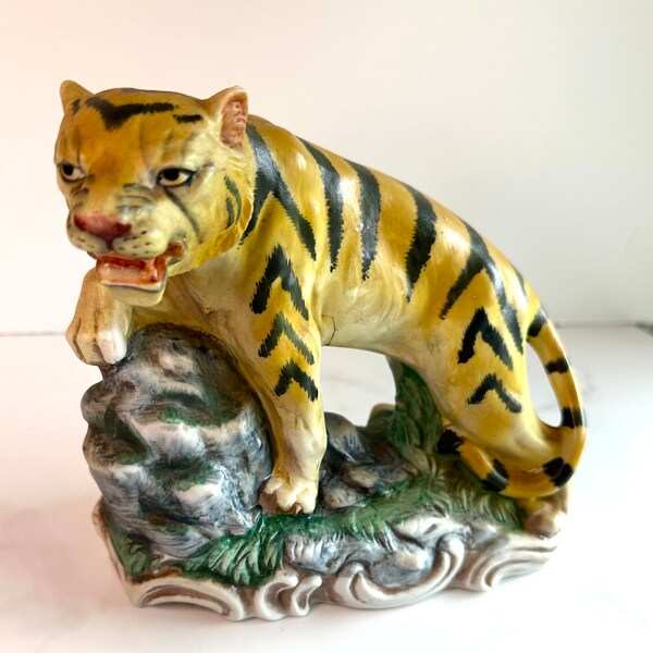 Porcelain Tiger Figurine - Etsy