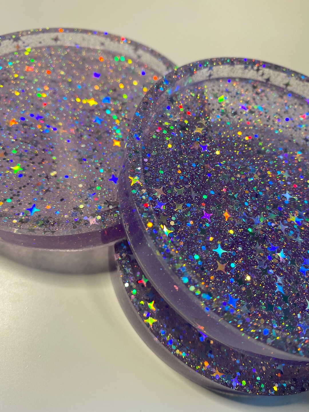 Purple Stardust Sparkle Resin Coaster - Etsy