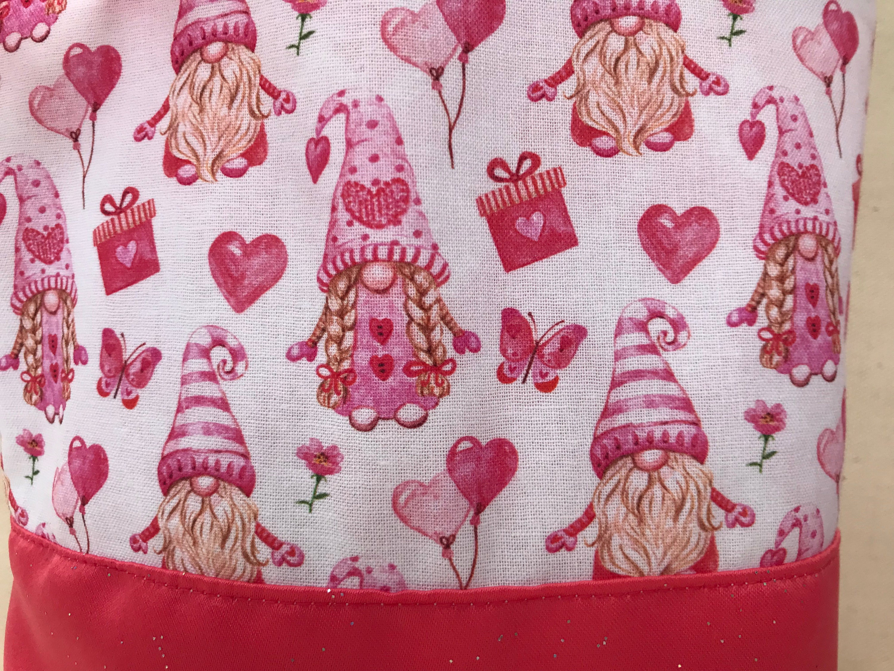 Valentine's Gift Bag, Gnomes and Hearts Gift Bag, Fabric Gift Bag - Etsy