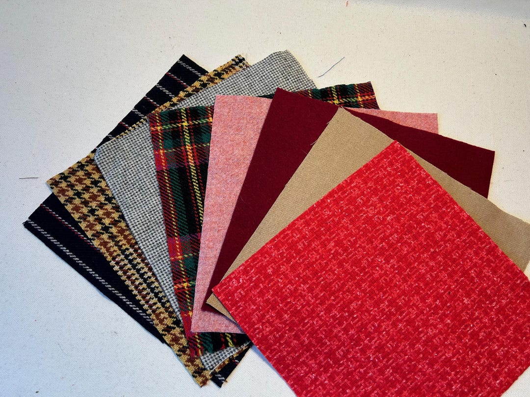 Vintage Woven Wool Fabric Squares: 8x8 Patchwork Pieces - Etsy