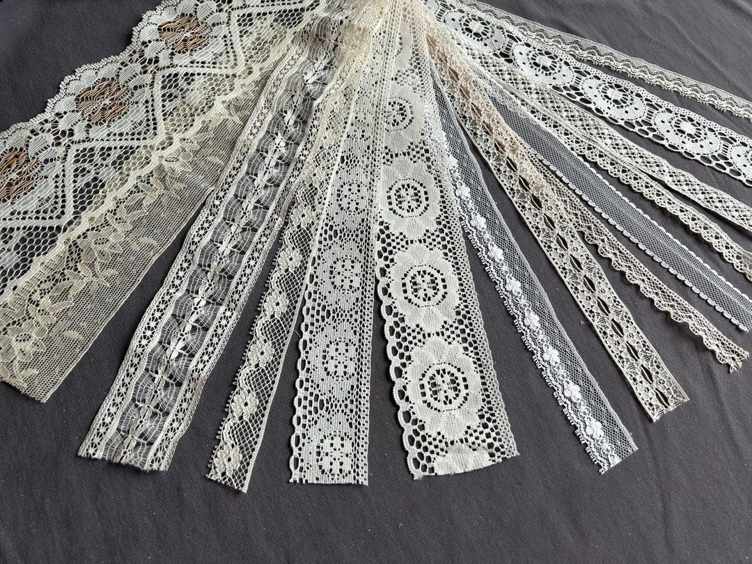 Vintage Lace Bundle, 14 Pieces, Antique Lace for Slow Stitching, Card ...