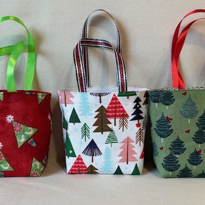 Christmas Gift Bags, Mini Gift Bags, Fabric Gift Bags. Small Tote Bag ...