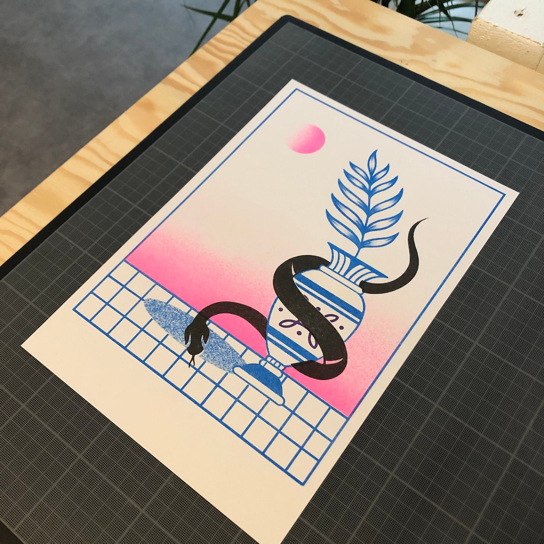 Risographie A4 Vase 4 Colors - Etsy