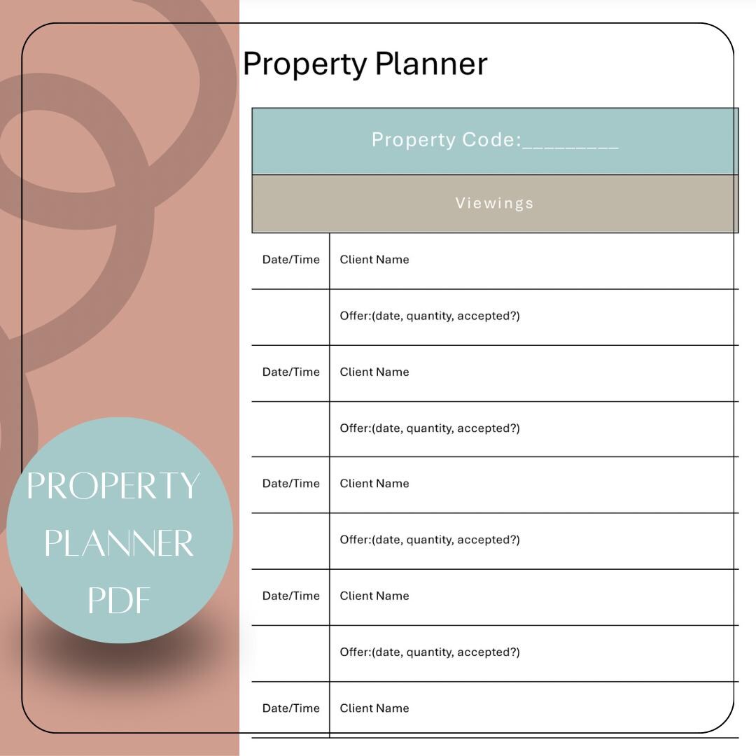 Property Planner PDF | 20 Sheets for Managing Your Property Listings ...
