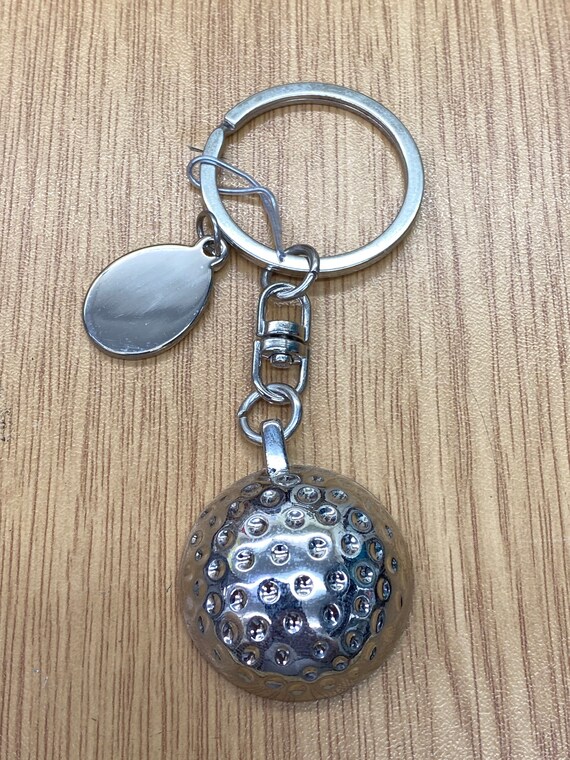 Engraved Half Mirrored Golf Ball Key Ring | Etsy