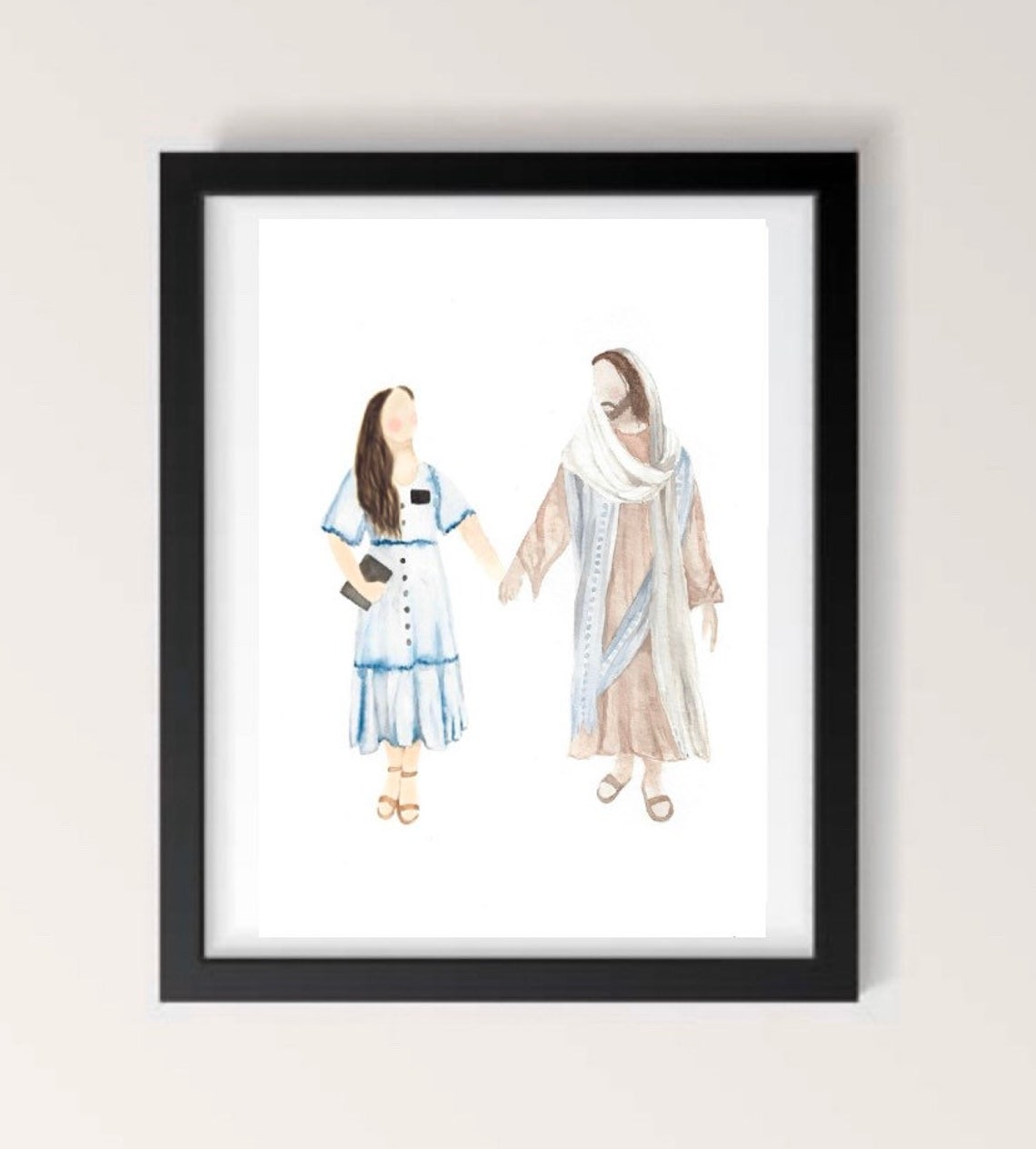 Sister Missionary and Jesus Christ Holding Hands LDS Wall Art | Etsy