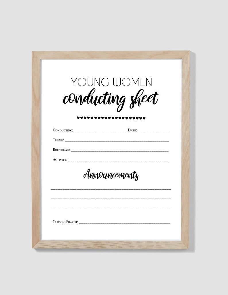 Young Women Conducting Sheet, Young Women Lesson, Opening Exercises - Etsy