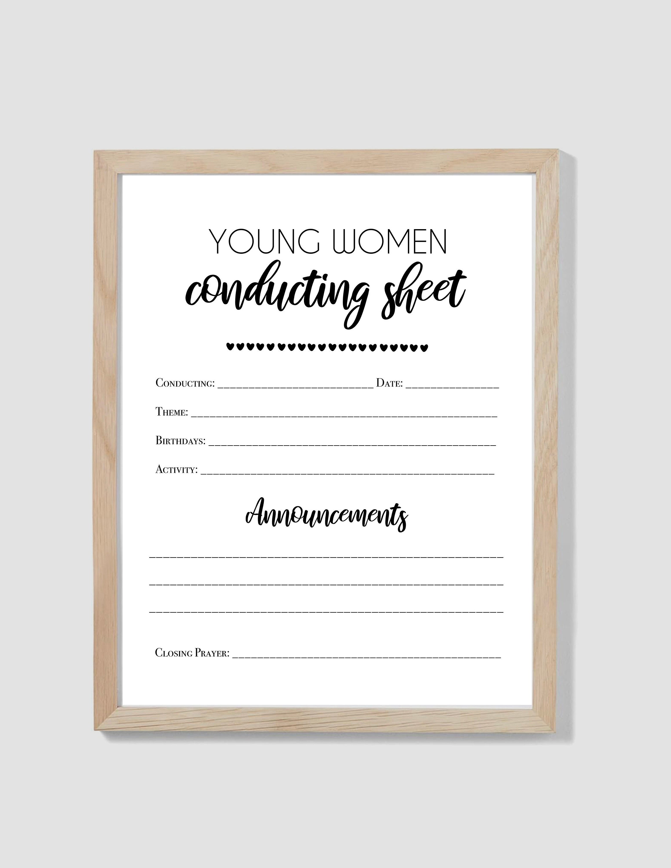 Young Women Conducting Sheet, Young Women Lesson, Opening Exercises - Etsy