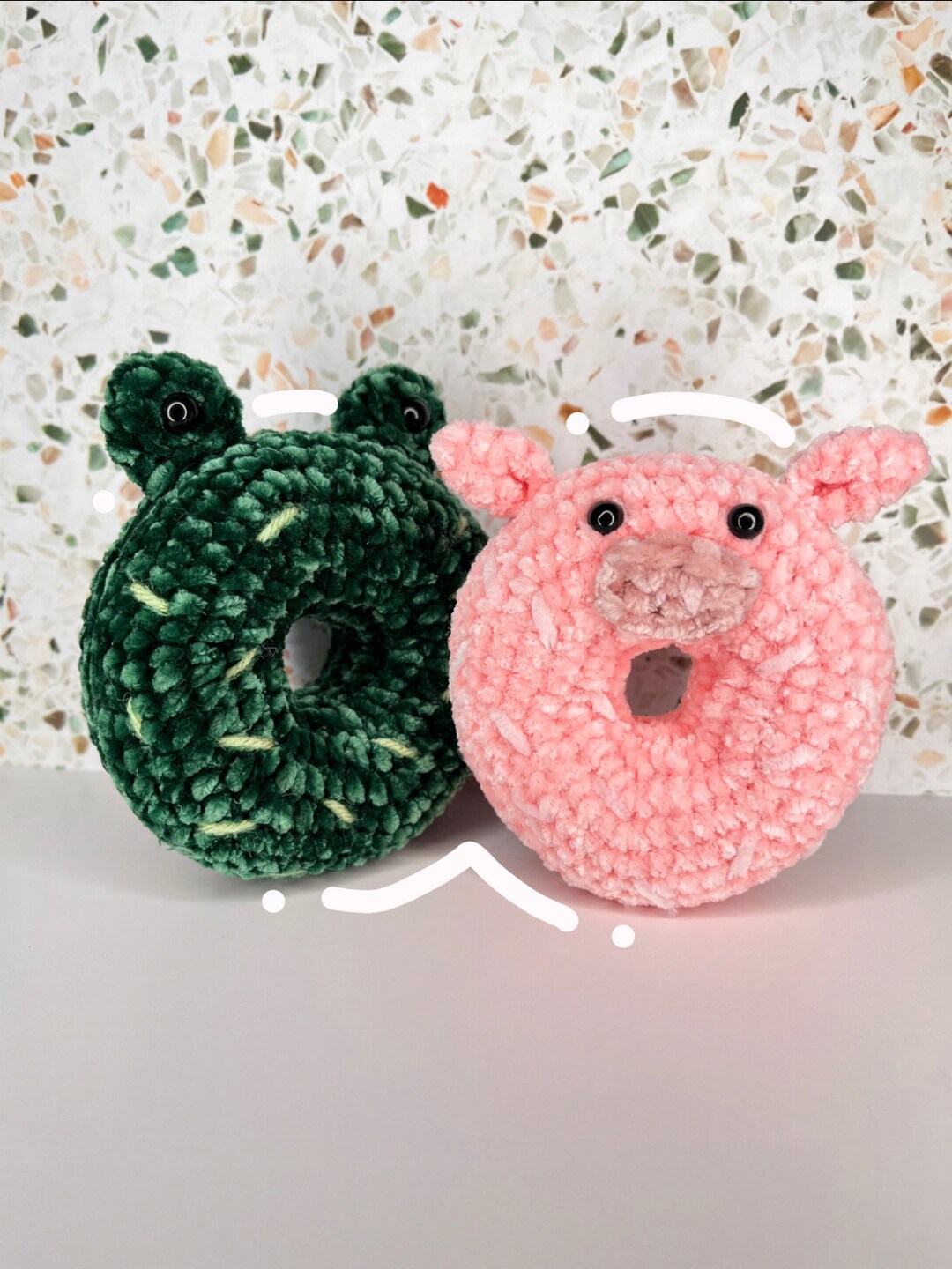 Crocheted Frog and Pig Donut Plushie - Etsy
