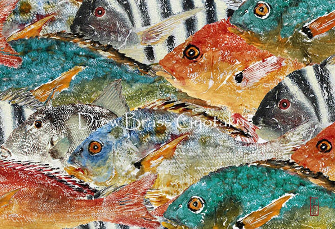 Tropicool Fish - Gyotaku Fish Rubbings - Digital Art - Fine Art Print ...