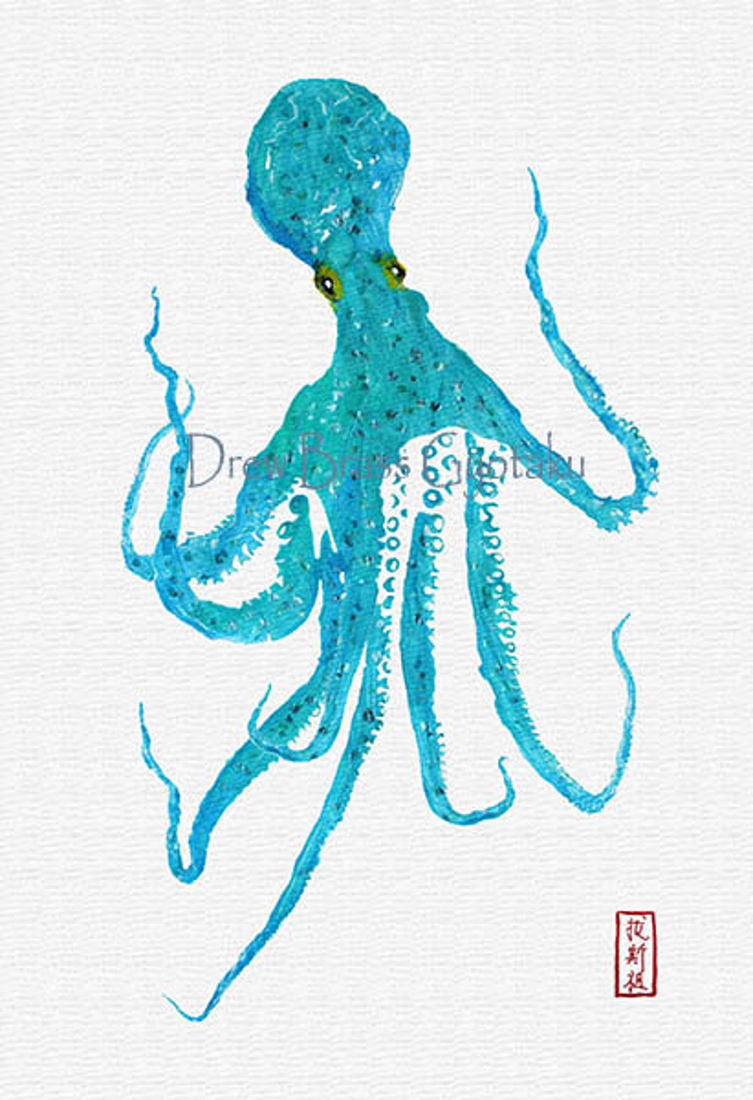 Octopus Gyotaku Rubbing Fine Art Print 13x19 - Etsy