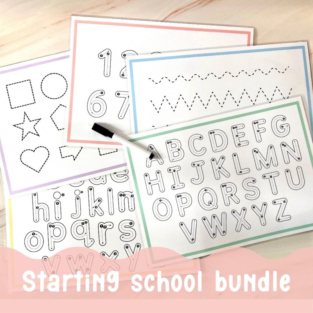 Preschool Tracing Starter Pack, Alphabet, Numbers, Shapes - Etsy