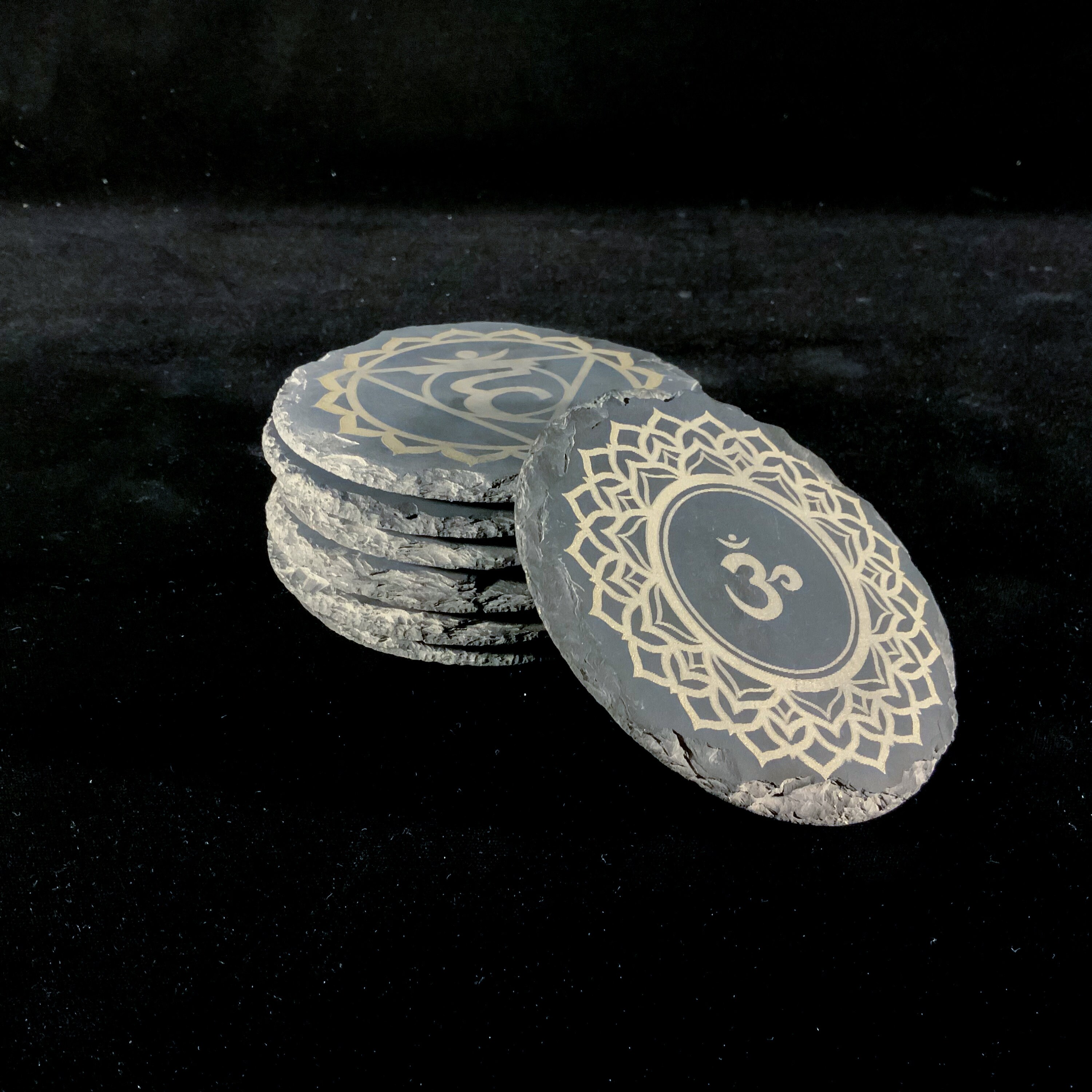 Metatrons Chakras Table Set/ Seven Chakra Stone Coasters / - Etsy