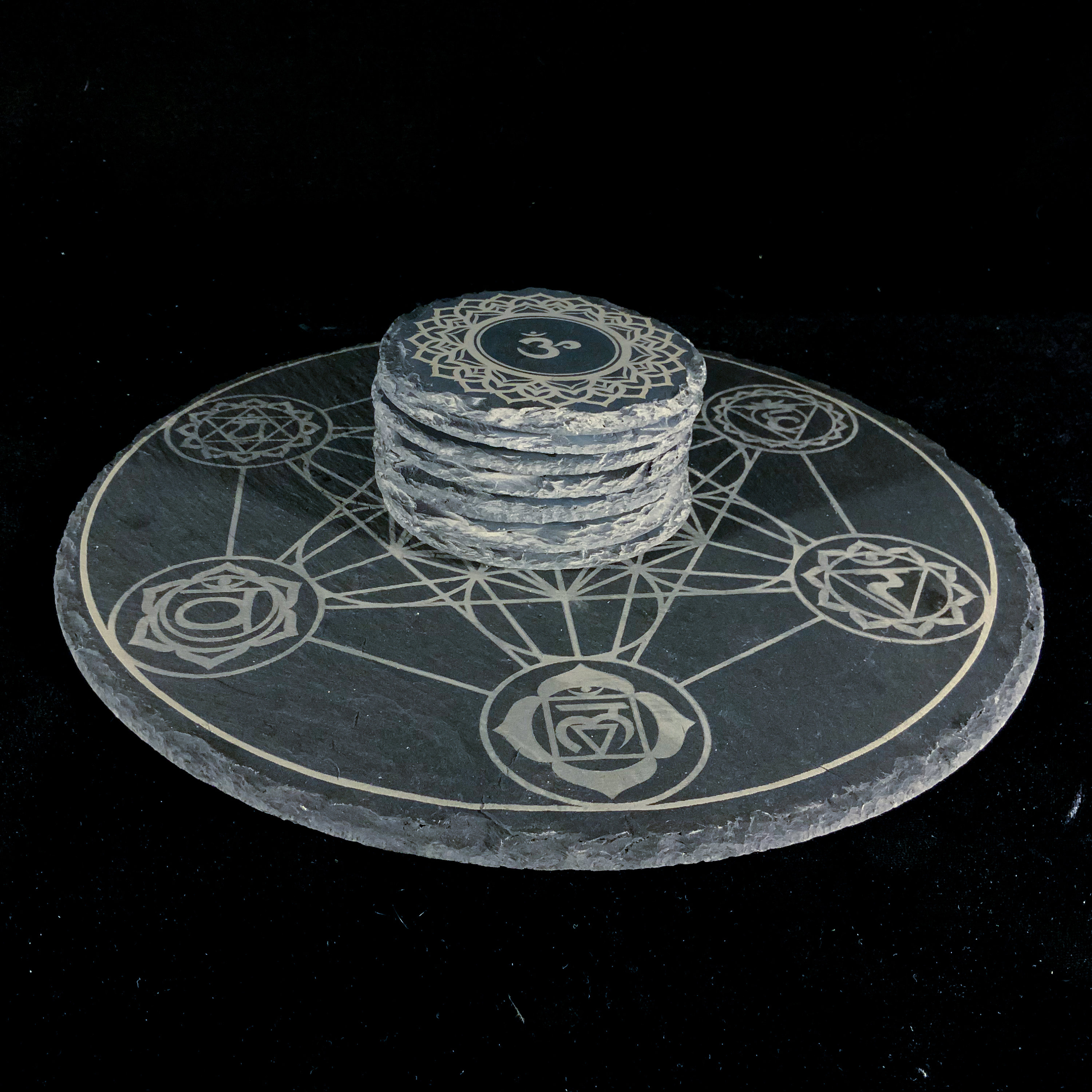 Metatrons Chakras Table Set/ Seven Chakra Stone Coasters / - Etsy