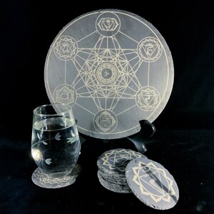 Metatrons Chakras Table Set/ Seven Chakra Stone Coasters / - Etsy