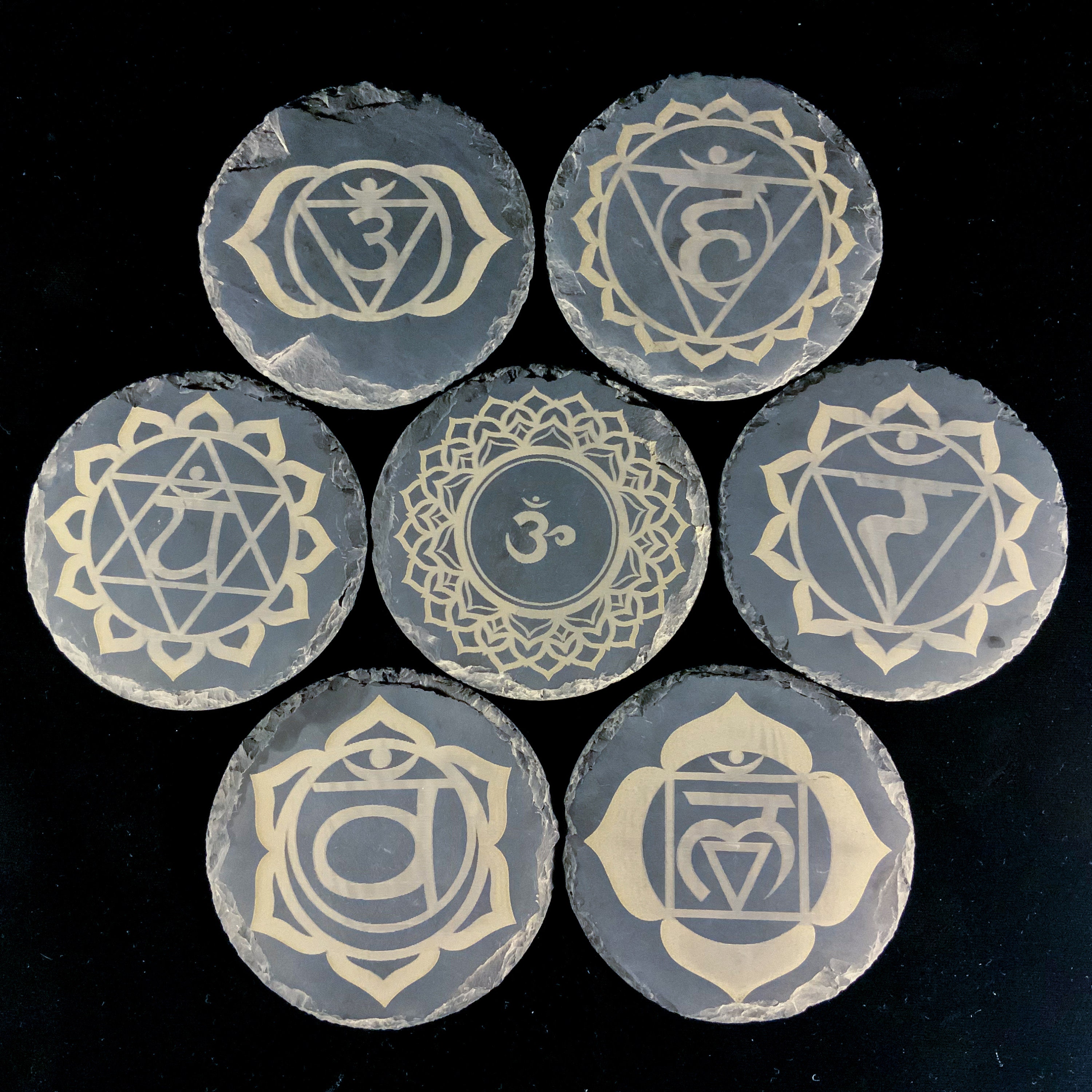 Metatrons Chakras Table Set/ Seven Chakra Stone Coasters / - Etsy UK