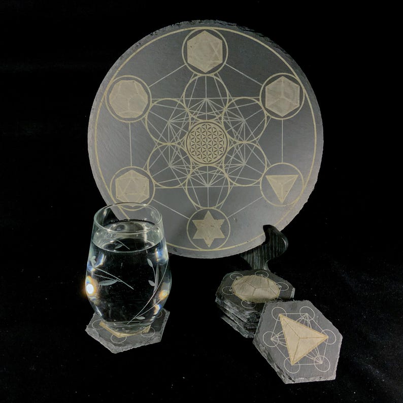 Platonic Solids Table Set/ Metatrons Cube Stone Coasters / Beermat ...