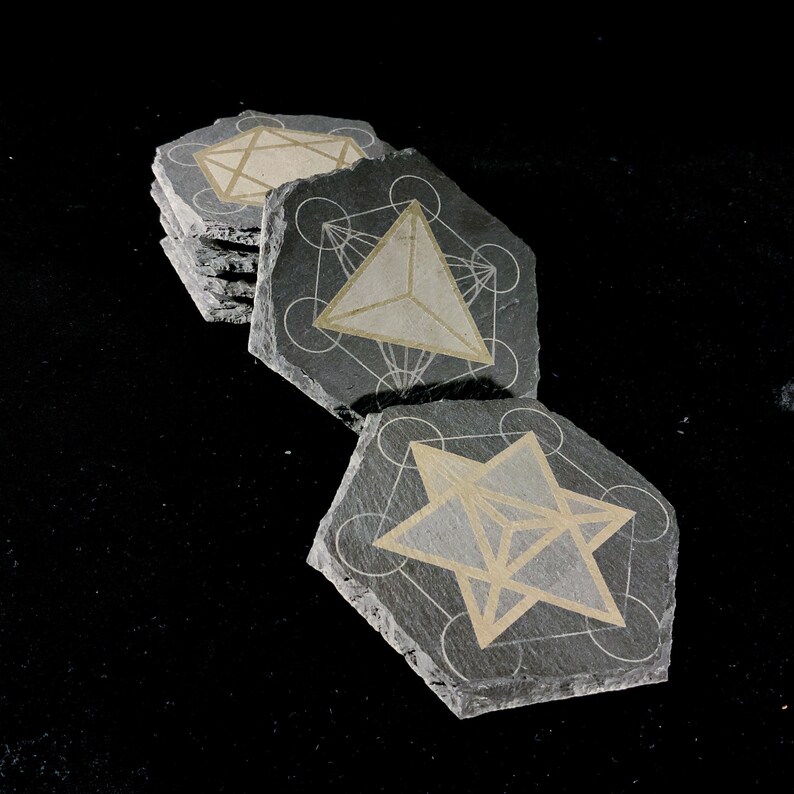 Platonic Solids Table Set/ Metatrons Cube Stone Coasters / Beermat ...