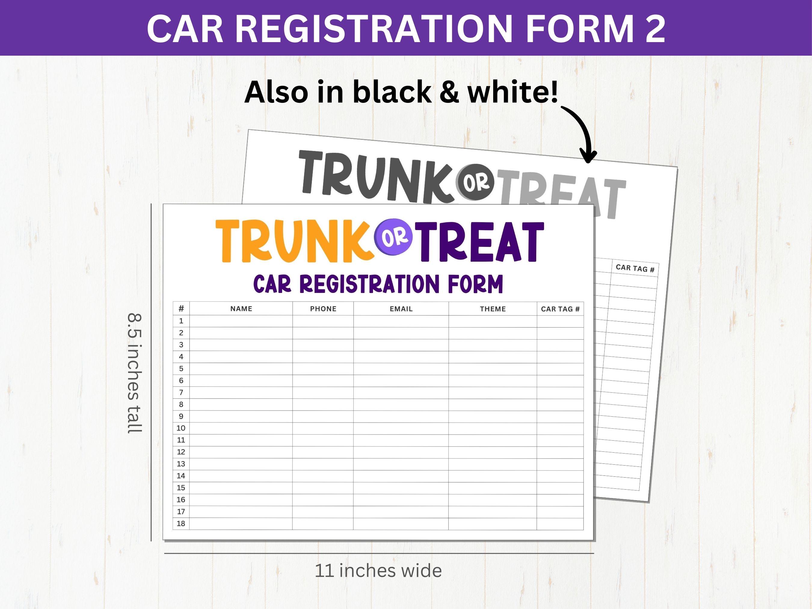 Trunk or Treat Sign up Form, Registration Trunk or Treat, Trunk or ...