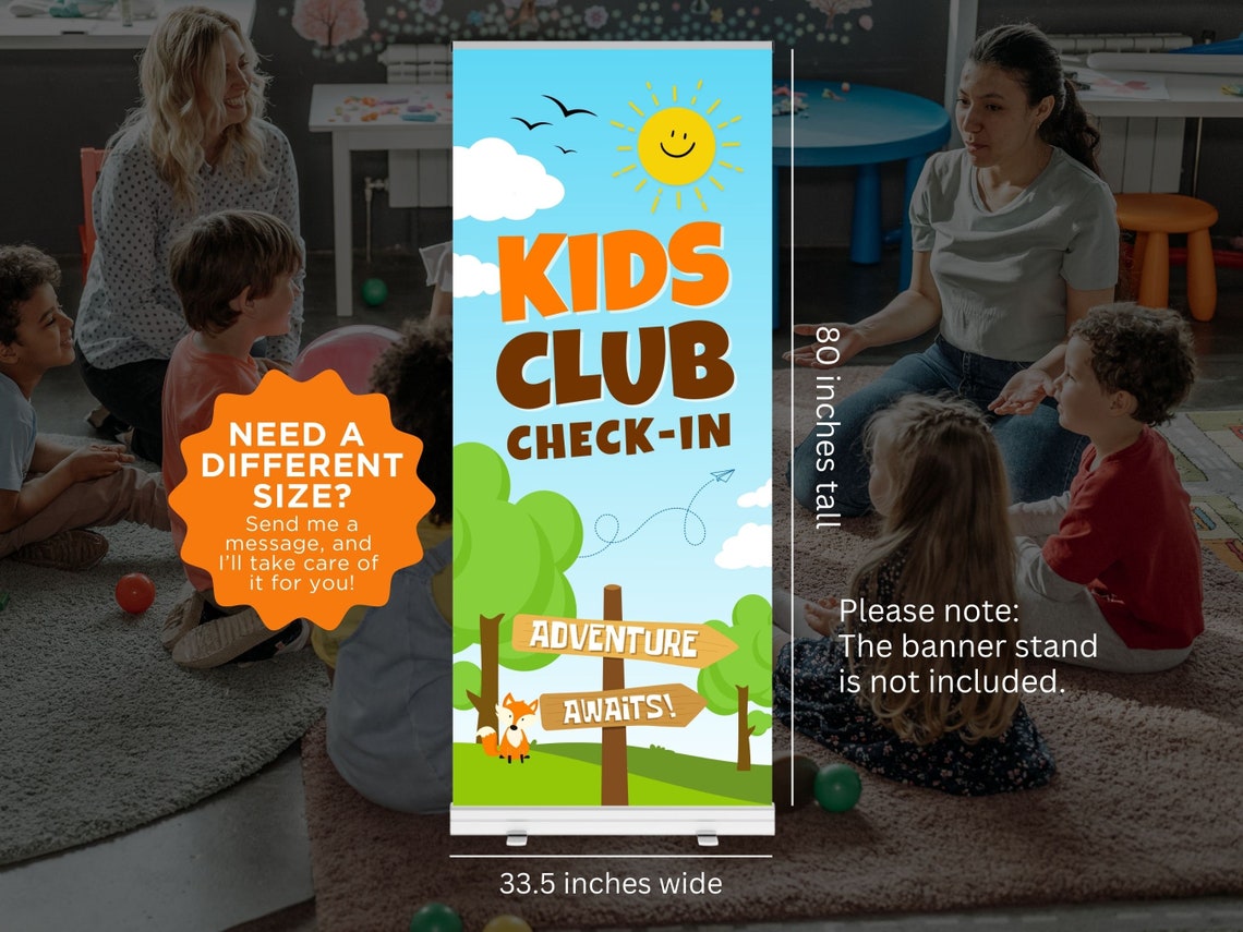 Kids Ministry Check-in Retractable Banner, Children's Ministry Pop up ...