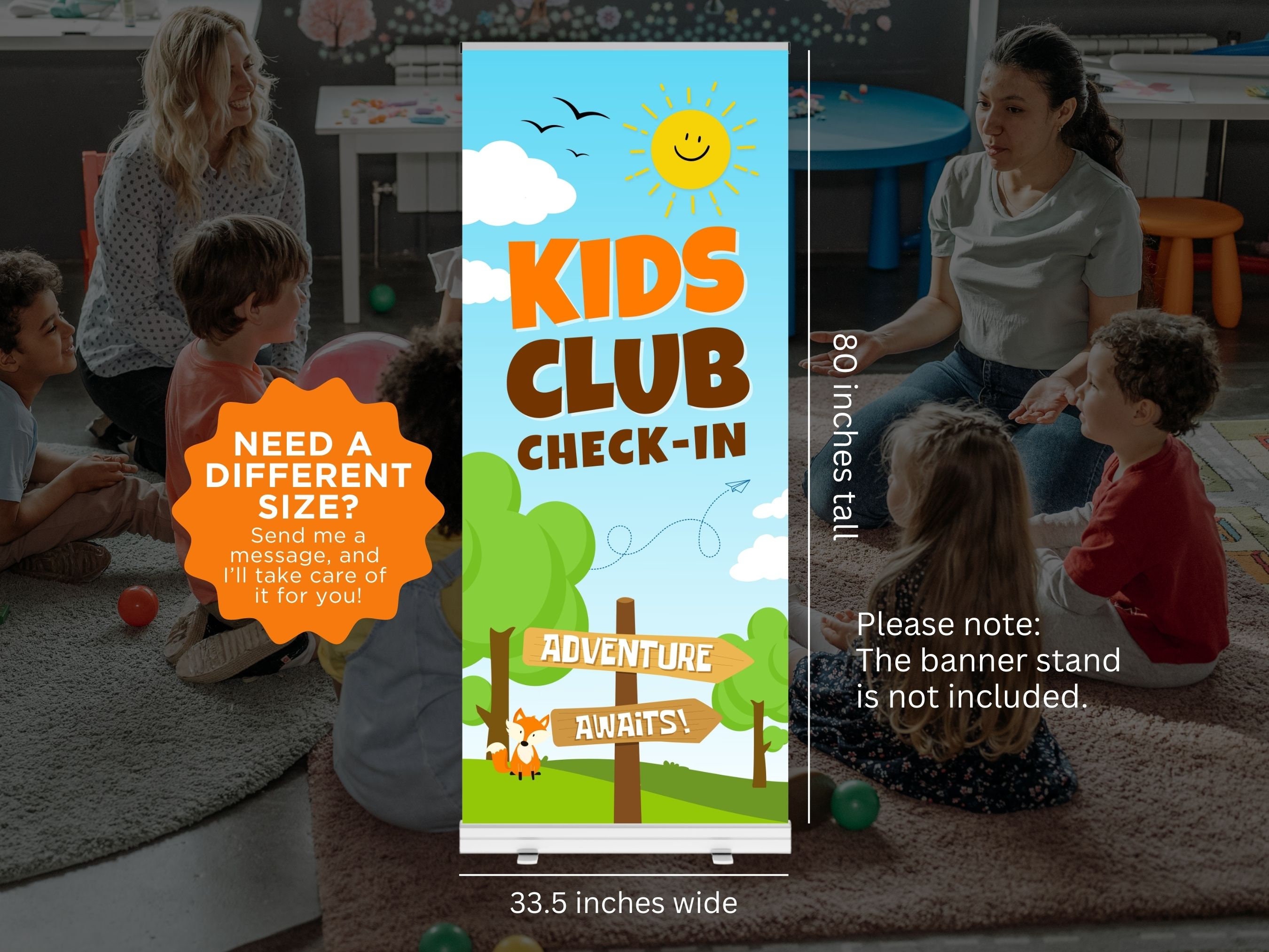 Kids Ministry Check-in Retractable Banner, Children's Ministry Pop up ...