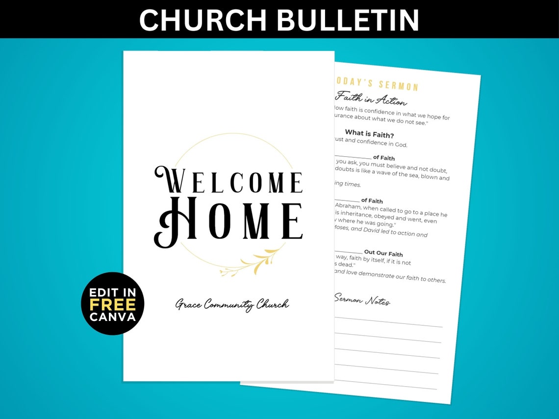 Church Bulletin, Bulletin, Church Program, Simple Bulletin, Sunday ...