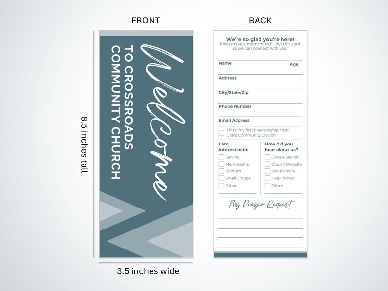 Customizable Church Connection Card Template, Church Welcome Card ...