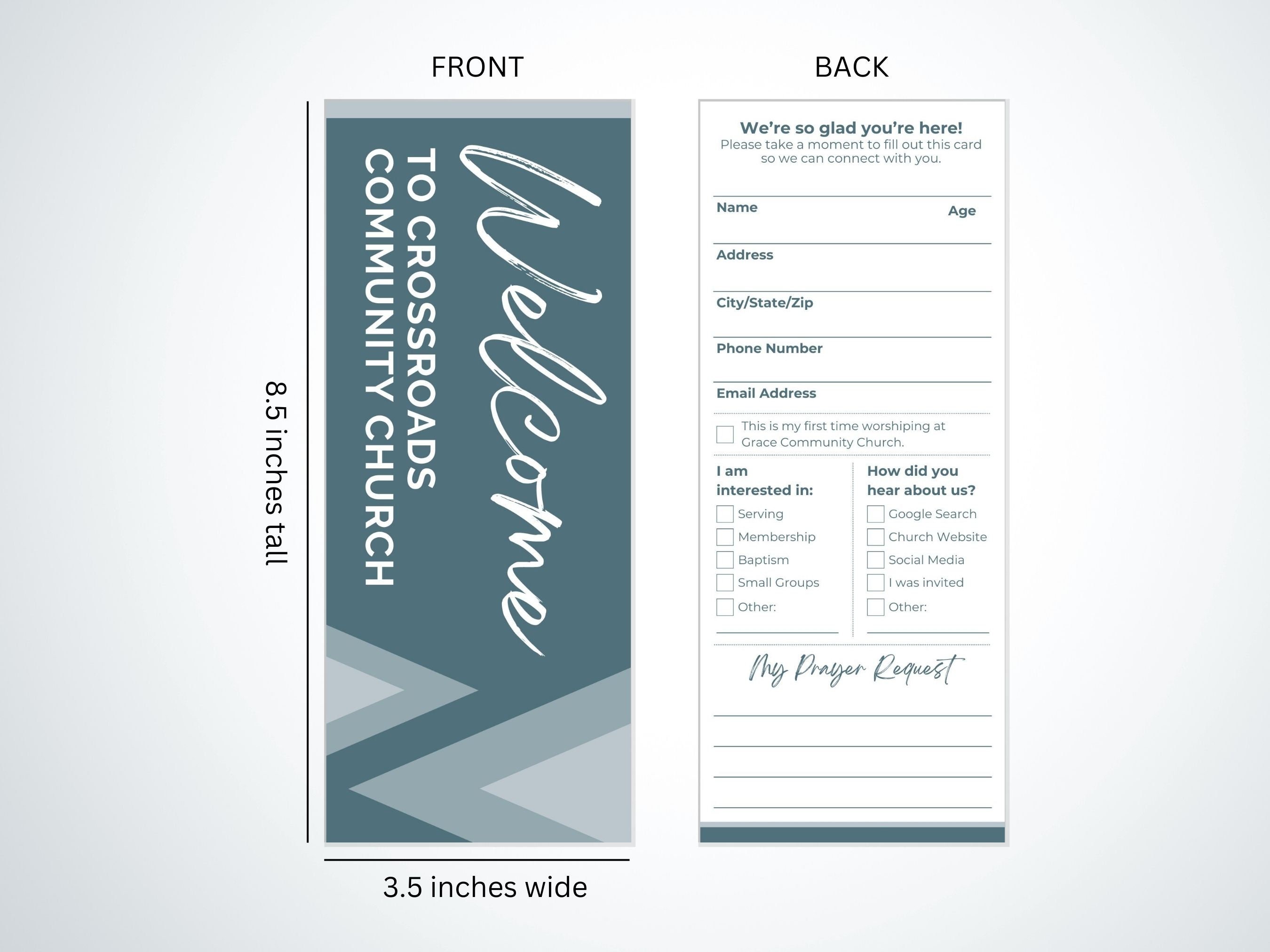 Customizable Church Connection Card Template, Church Welcome Card ...