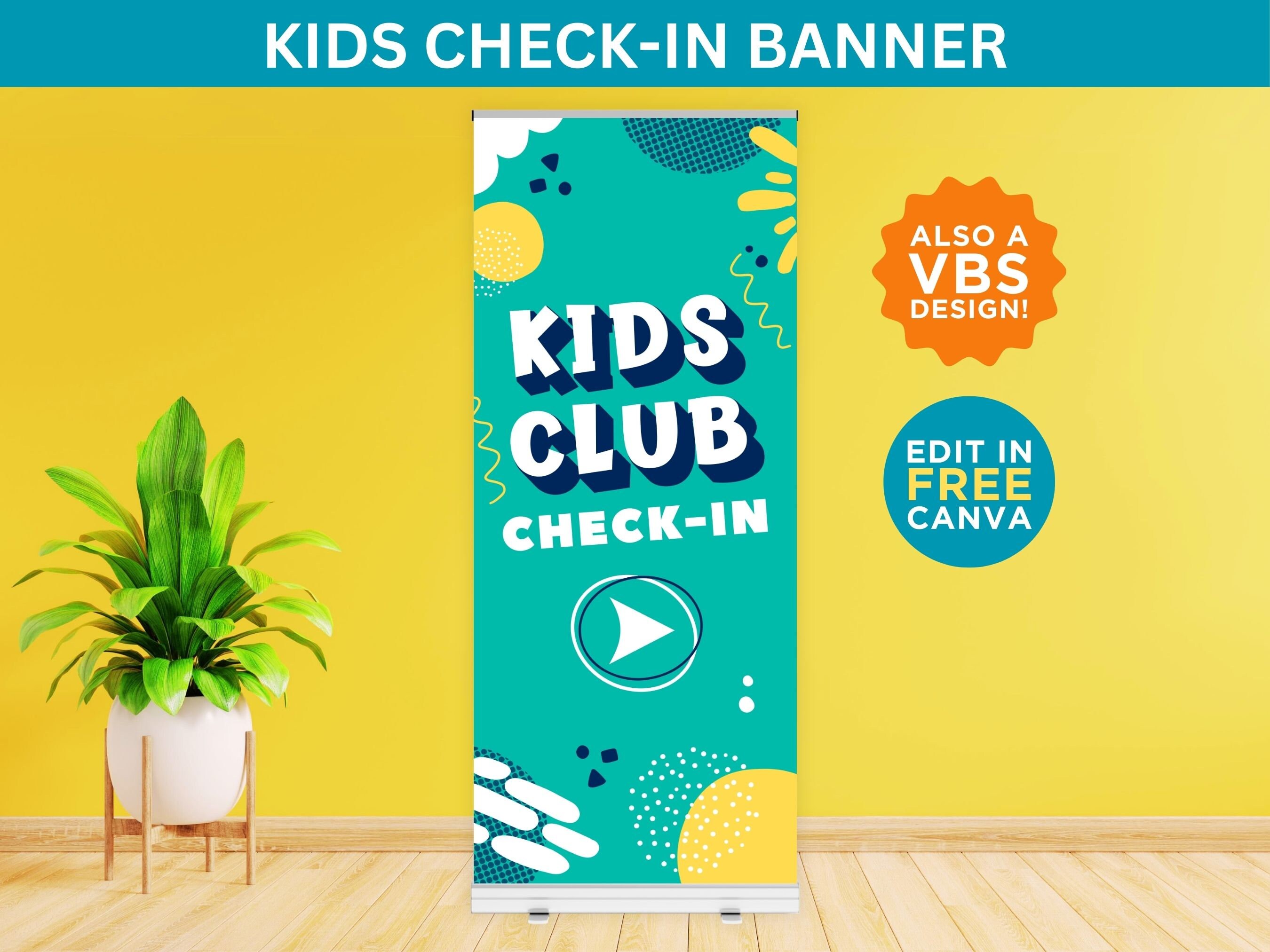 Kids Ministry Check-in Banner, Children's Ministry Banner, Kids ...